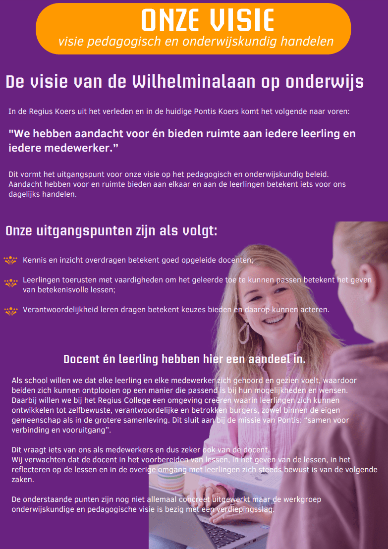 Onderwijskundige en pedagogische Visie - Regius College Schagen